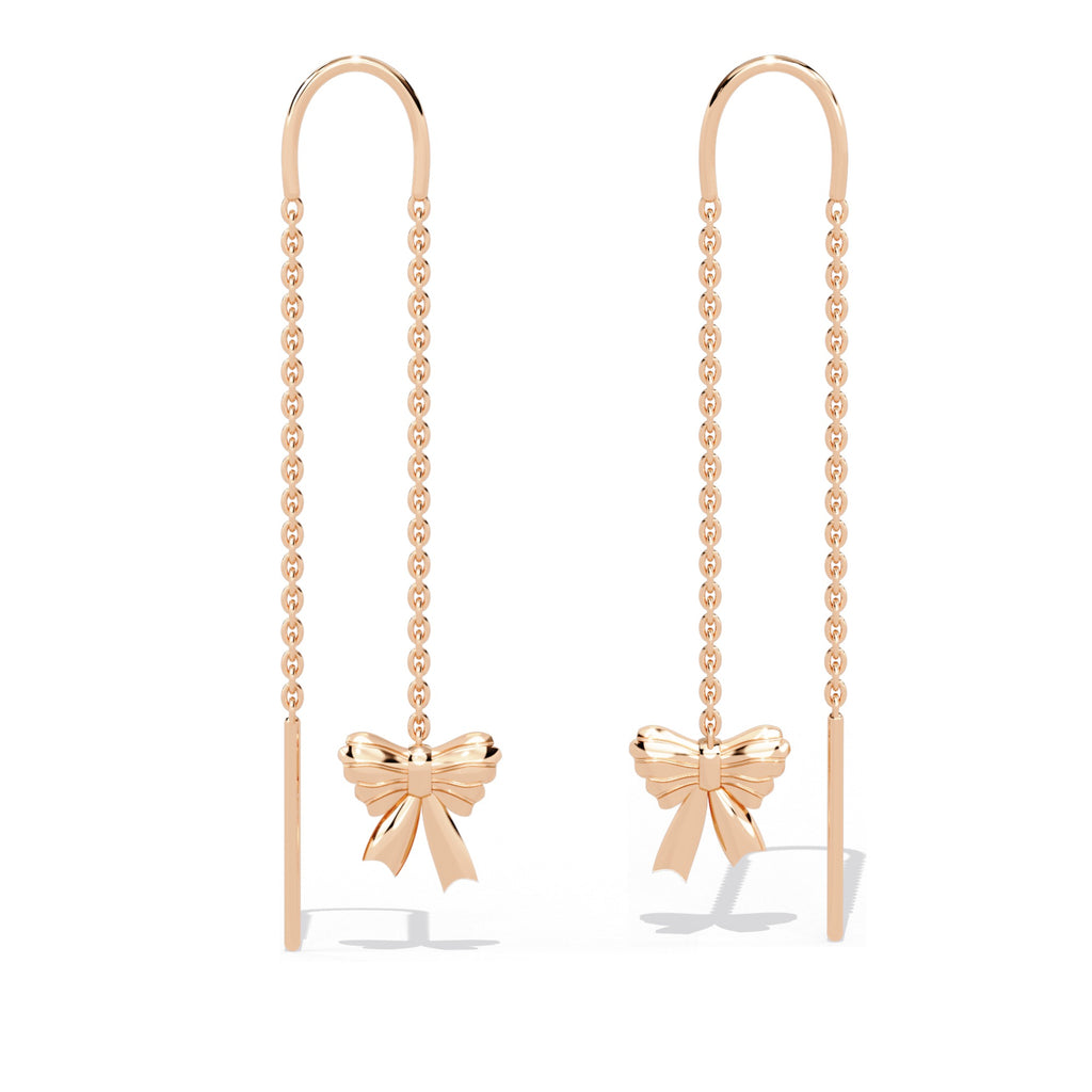 Pookie Ribbon Earrings - Gold, Fun & Elegant Design | Silky Silver