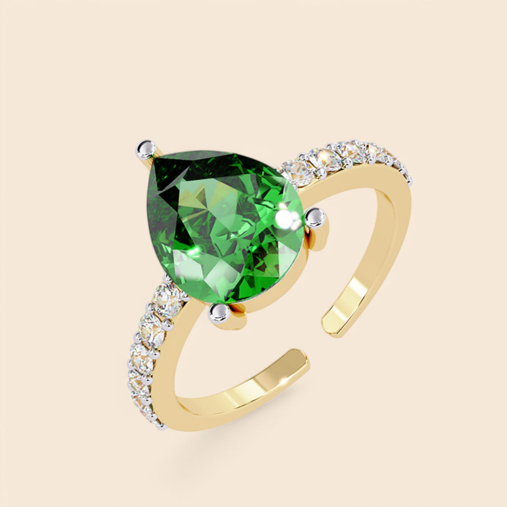 Gilded Jewel Ring - Golden Elegance | Silky Silver